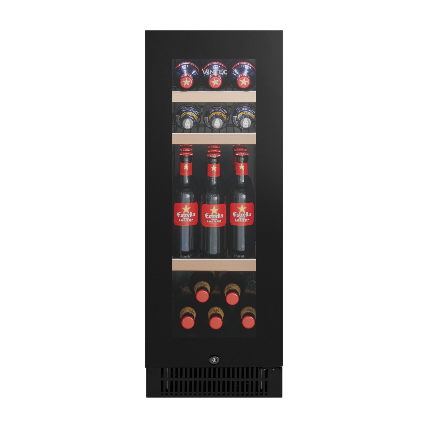 48 Beer Bottle Black Glass Door Beverage Centre | Vintec